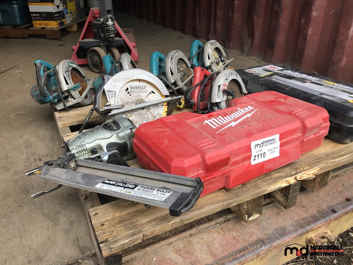 Milwaukee Sawzall, Makita Skill Saws, DeWalt Skill Saw, Hitachi Framing Nailer, Quik Drive Screw ...